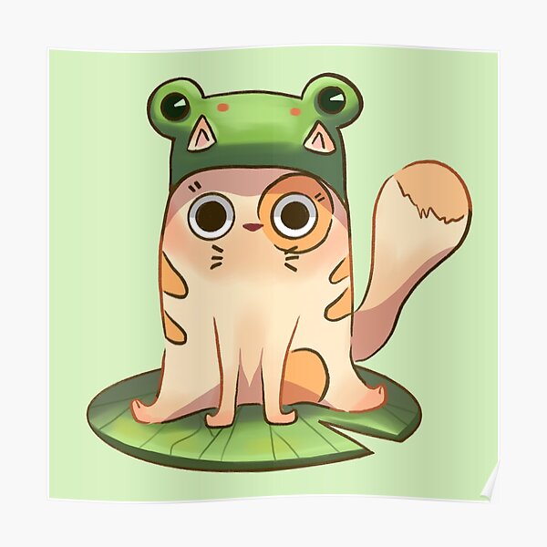 "Cute cat with a frog hat" Poster for Sale by ArtsyMelon | Redbubble