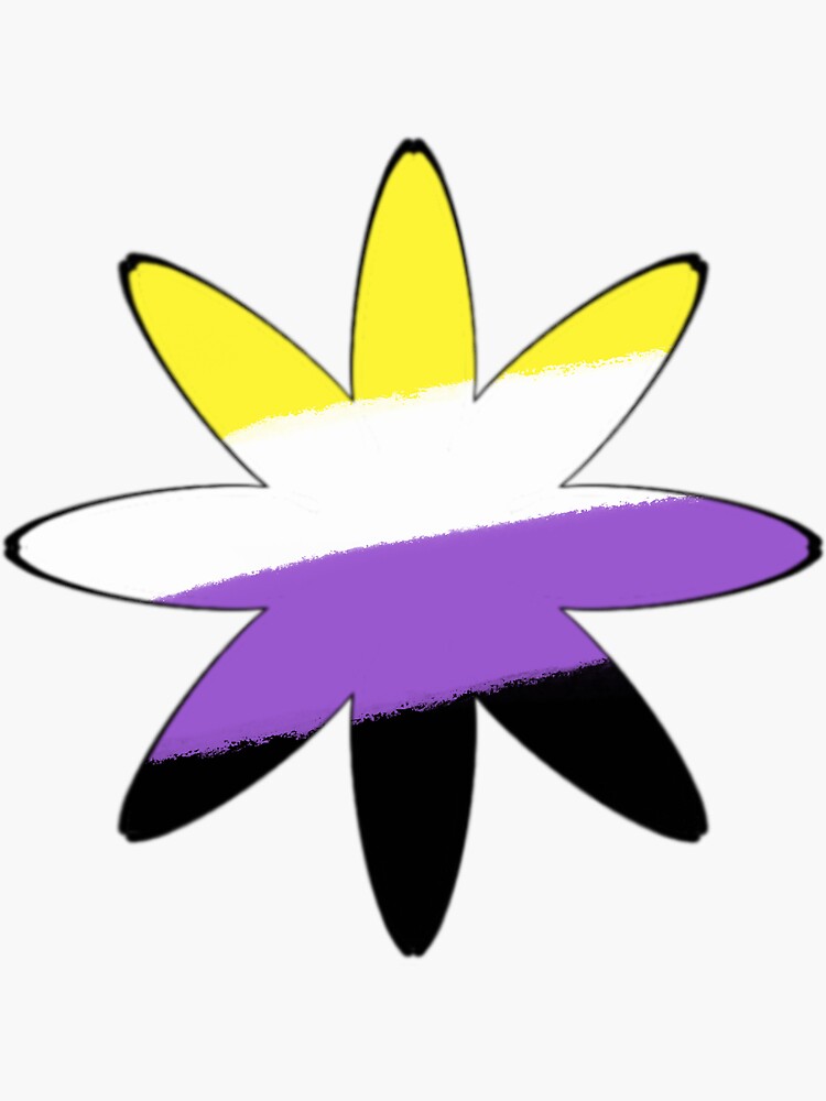 "Nonbinary Flag Flower" Sticker by oddlyAvi | Redbubble