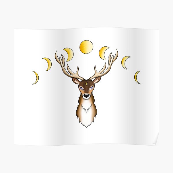"stag moon phases" Poster for Sale by VelvetSunCo | Redbubble
