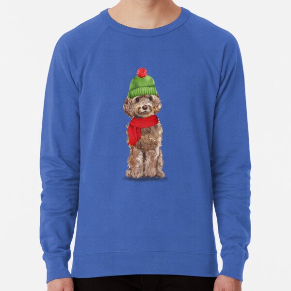 "Brown Cockapoo Funny Fleas Navidog Christmas" Lightweight Sweatshirt ...