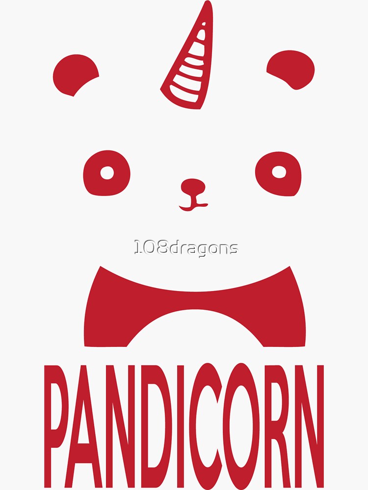 "PandiCorn - Red Logo Design" Sticker by 108dragons | Redbubble