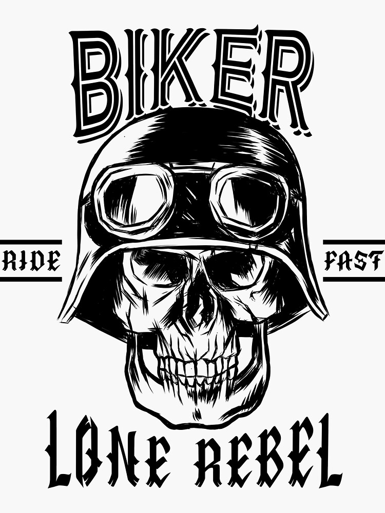 "Old School Biker - Lone Rebel - Ride Fast" Sticker for Sale by ...
