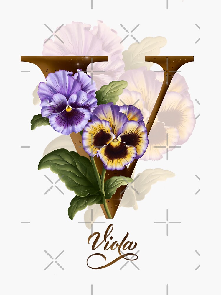 "The letter V. Viola. Flower alphabet." Sticker for Sale by ...