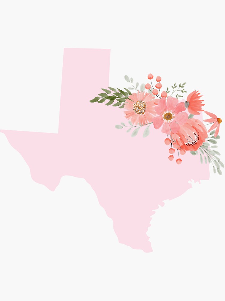 "Light Pink Floral Texas Sticker" Sticker for Sale by chollemarie ...