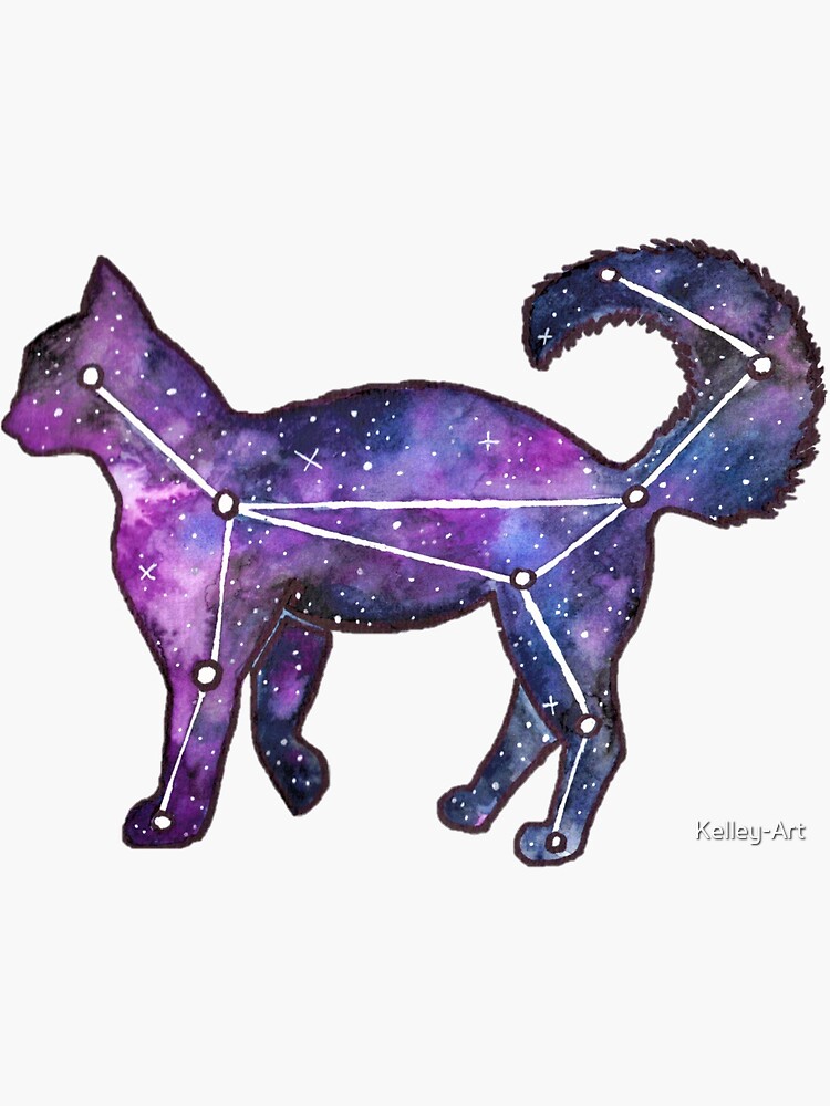 "Cosmic Night Cat Felis Constellation" Sticker for Sale by Kelley-Art ...
