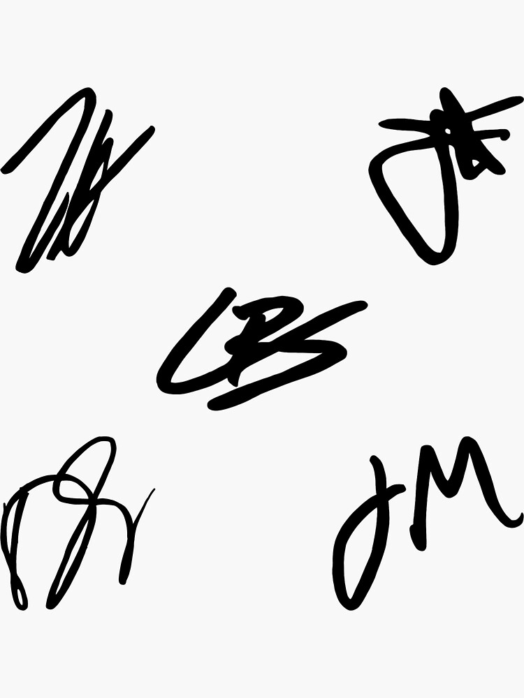 "Band Member’s Signatures " Sticker for Sale by Random-Fandomz | Redbubble