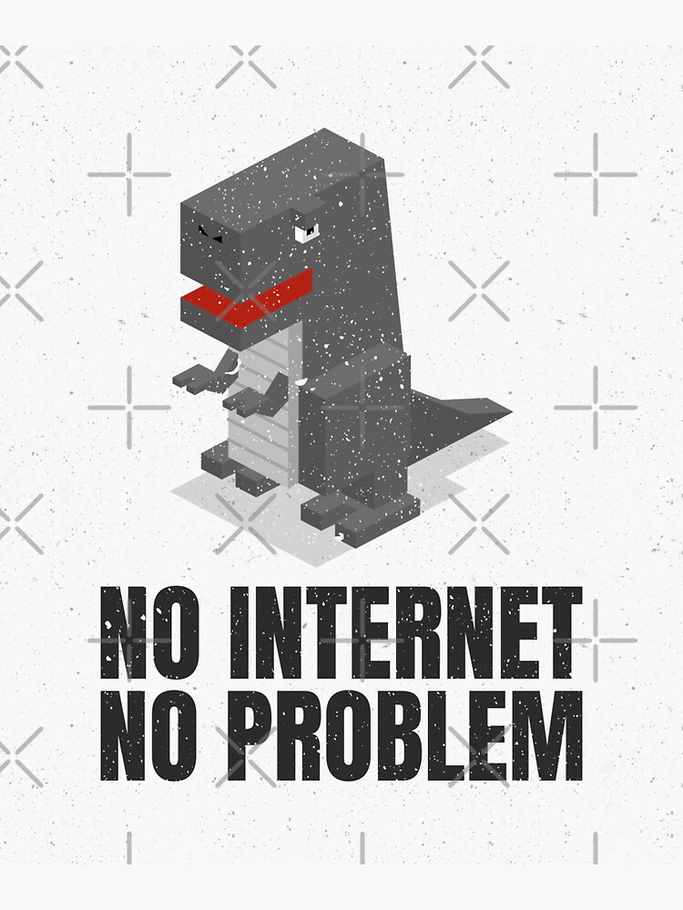 "Retro T-rex - No Internet, No Problem" Sticker for Sale by ...
