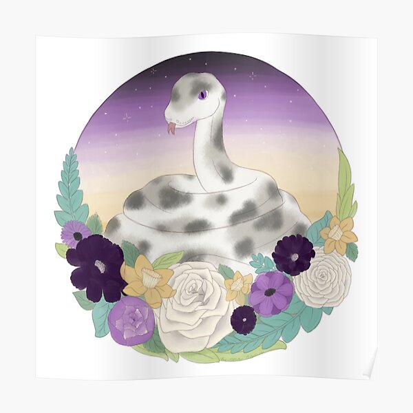"Snake in Flowers- Nonbinary Pride" Poster for Sale by Honeebunny ...