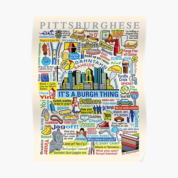 "Pittsburghese" Poster for Sale by mizellwalter | Redbubble