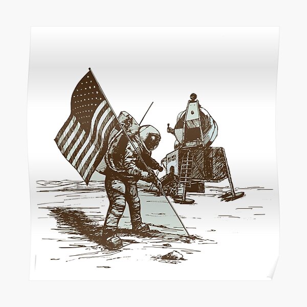 "Apollo Moon Landing Vintage Space Cartoon" Poster for Sale by Sago ...