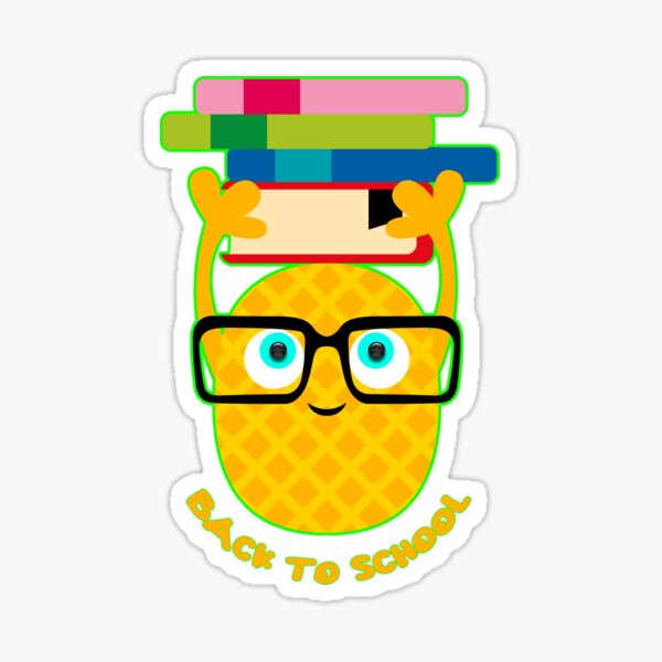 "Pineapple with books back to school" Sticker for Sale by Astralia ...