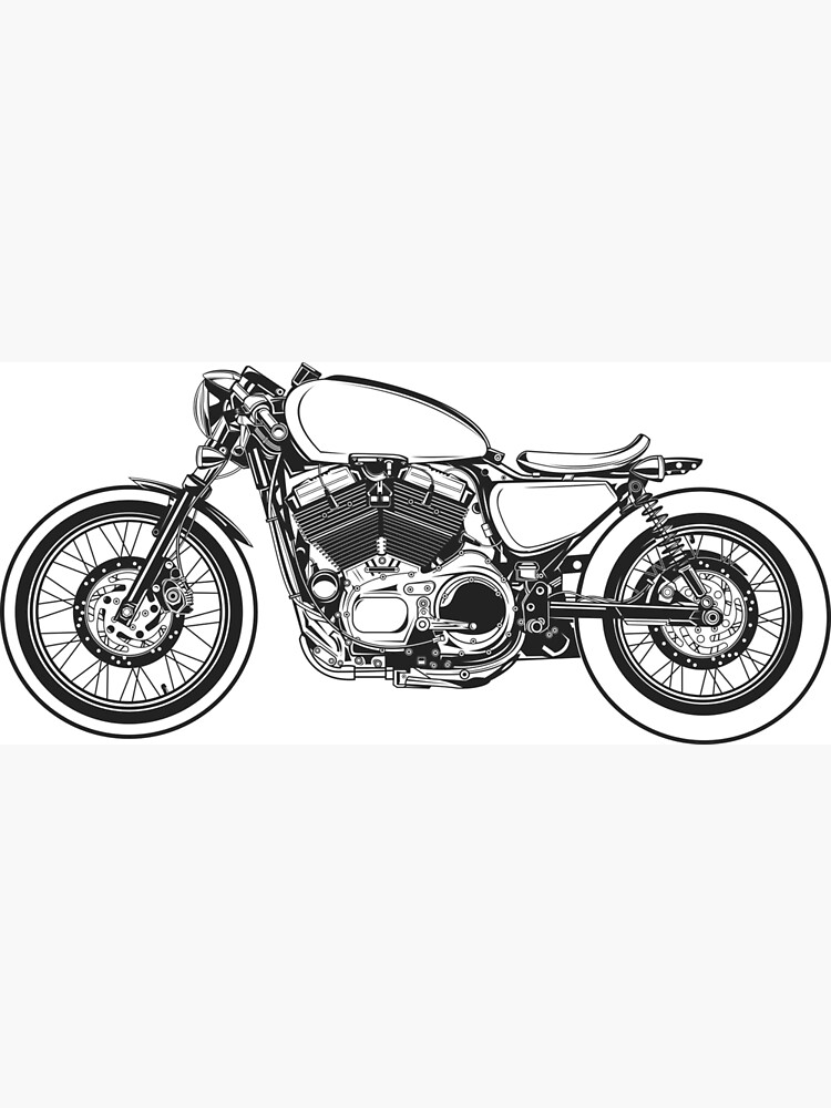 "Harley Davidson Cafe Racer Line Art (BLACK)" Poster by prasvector ...