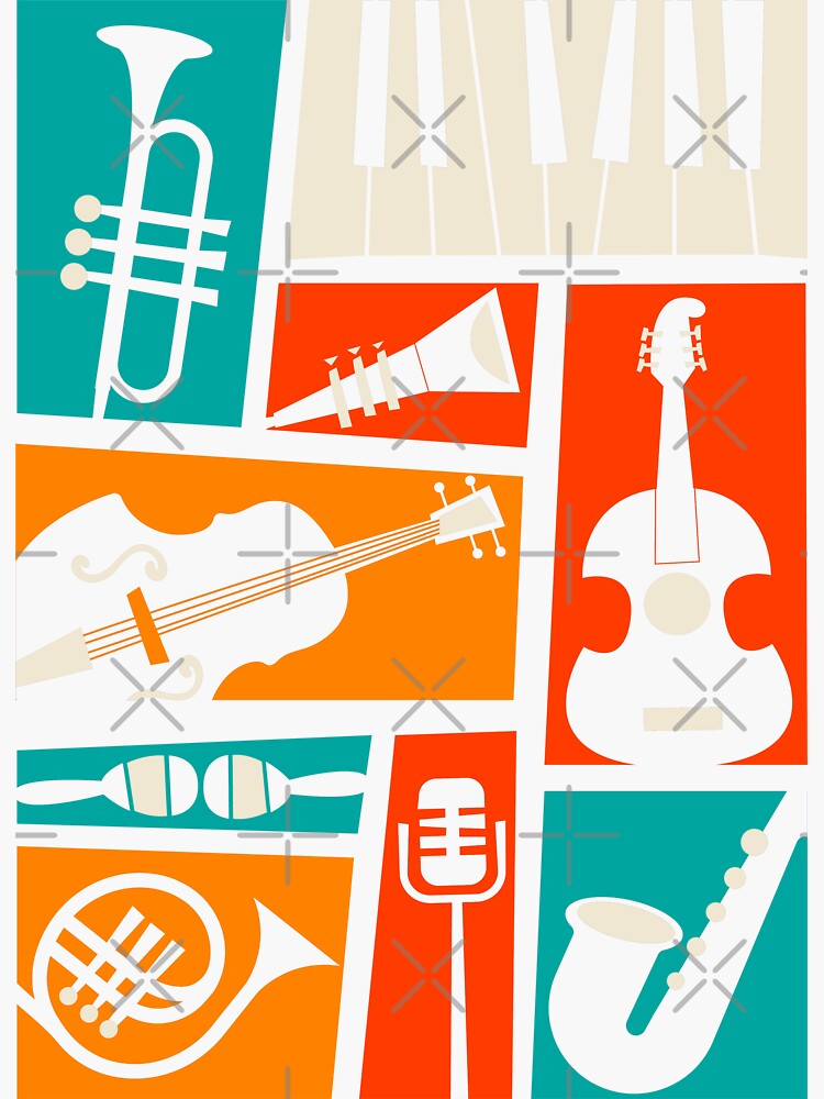"Jazz Music Poster" Sticker for Sale by Yernarb | Redbubble