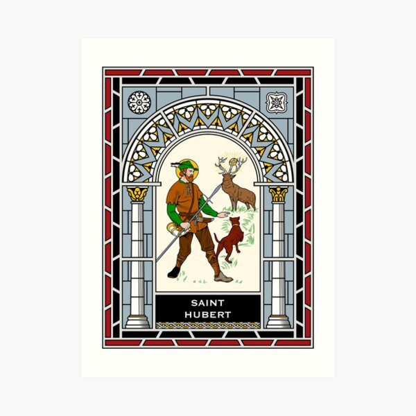 "ST HUBERT OF LIEGE the HUNTER under STAINED GLASS" Art Print by ...
