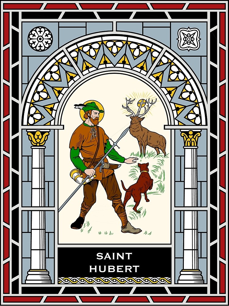 "ST HUBERT OF LIEGE the HUNTER under STAINED GLASS" Art Print by ...