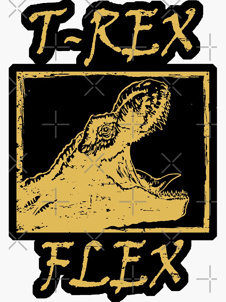 "T-Rex Flex Dino Distressed Retro Yellow" Sticker for Sale by Ebayson74 ...