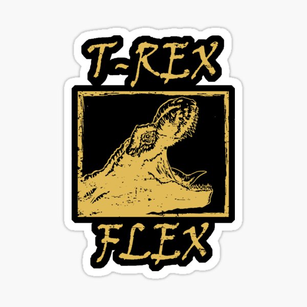 "T-Rex Flex Dino Distressed Retro Yellow" Sticker for Sale by Ebayson74 ...