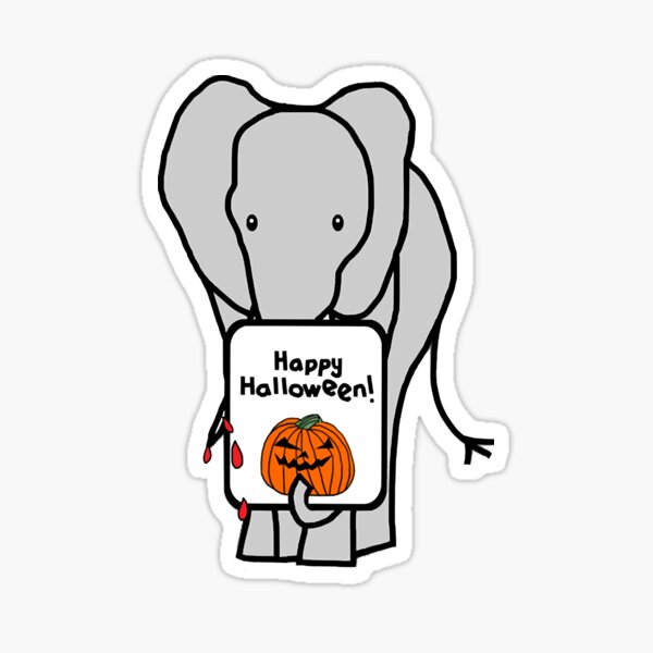 "Small Vampire Elephant with Halloween Horror Card " Sticker by ...