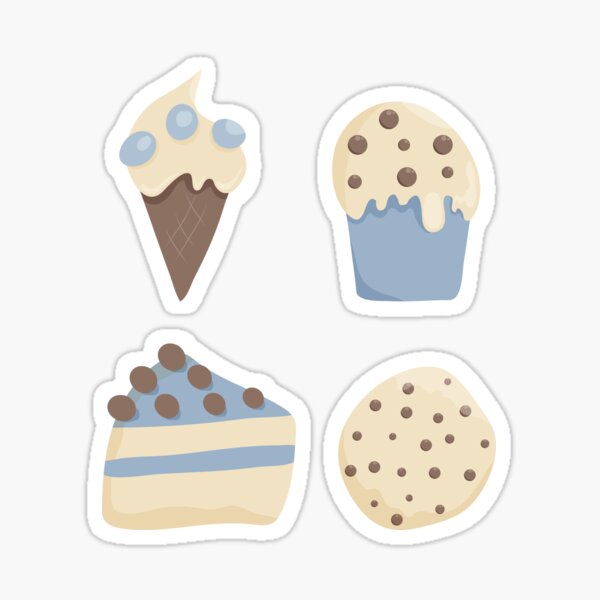 "Set Of Desserts Ice Cream Cake Oatmeal Cookies Sweet Elements" Sticker ...