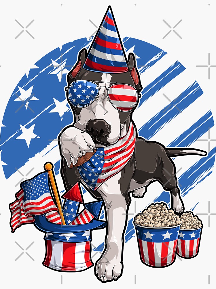 "Patriotic American Pitbull Terrier Dog US Flag American Sunglasses ...