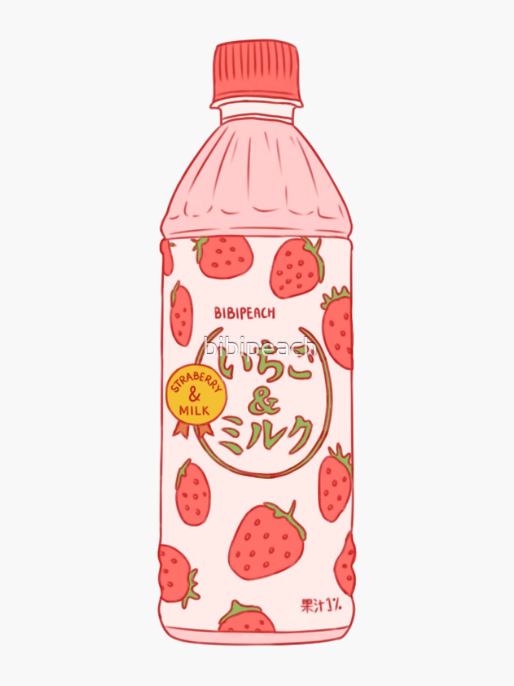 "Strawberry Milk Drink" Sticker for Sale by bibipeach | Redbubble