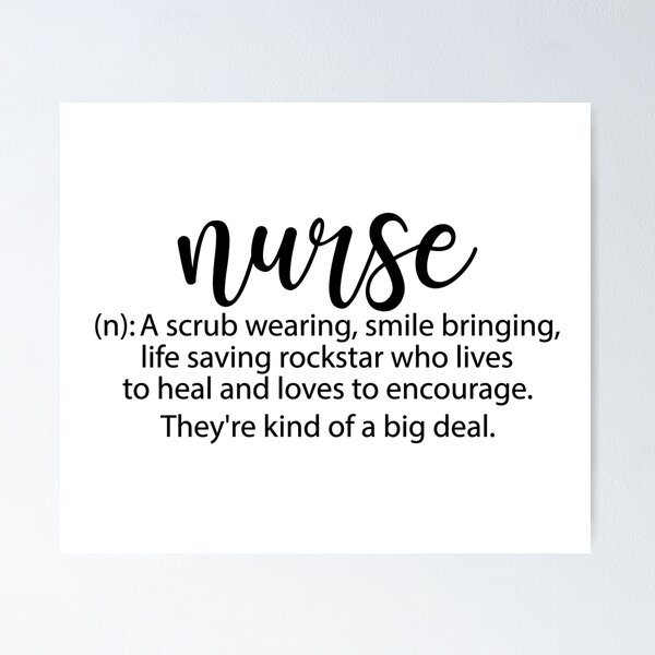 "Nurse Definition - funny/inspirational nurse gift (black)" Poster for ...