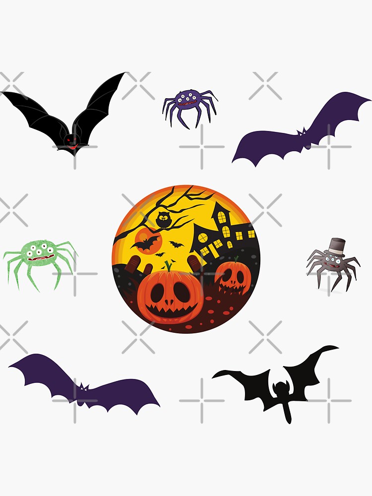 "Colorful Halloween-Themed Pack Jack O Lantern, Spiders, Spooky House ...