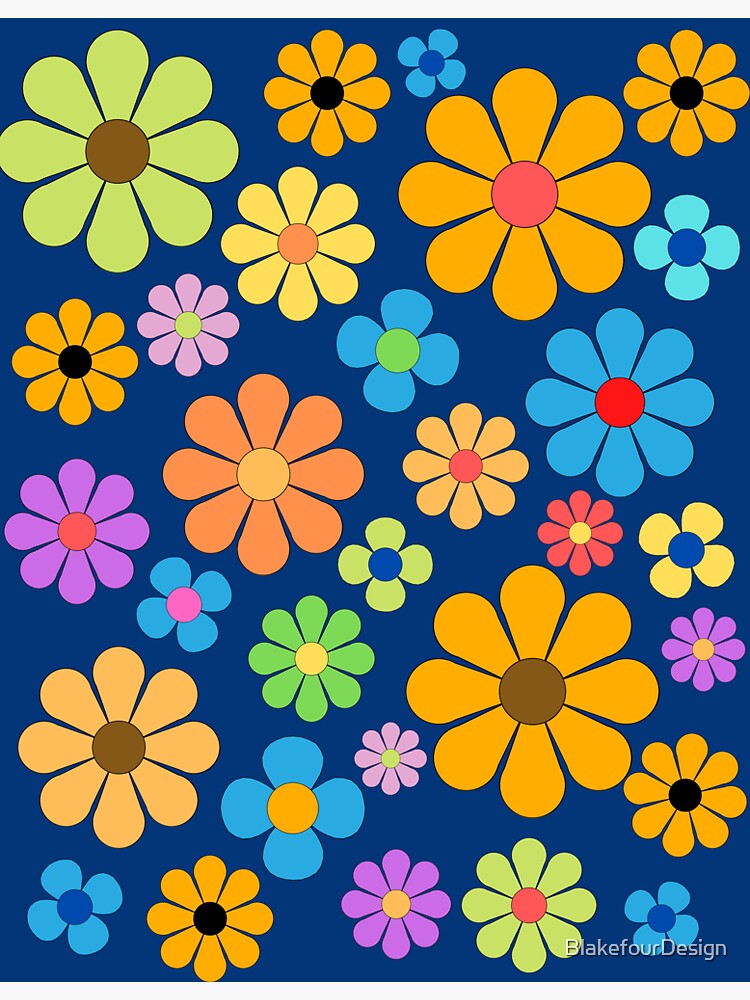 "Flower Power- Retro 60s 70s flowers" Sticker for Sale by ...
