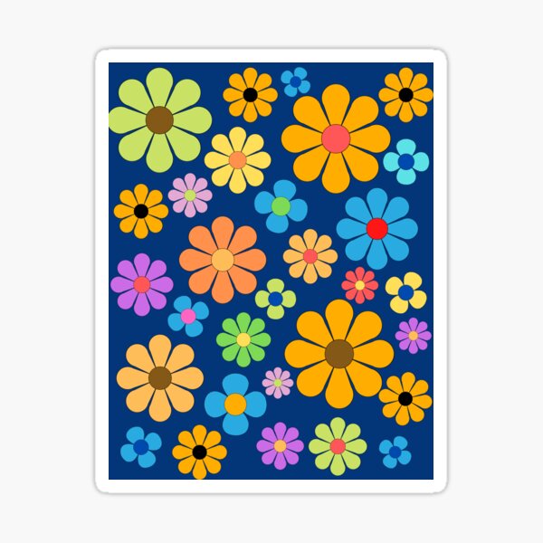 "Flower Power- Retro 60s 70s flowers" Sticker for Sale by ...