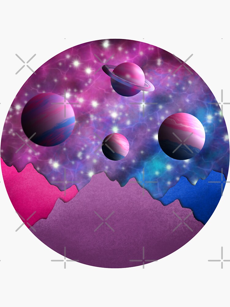 "Bi Pride Space Planets" Sticker for Sale by 000tato | Redbubble