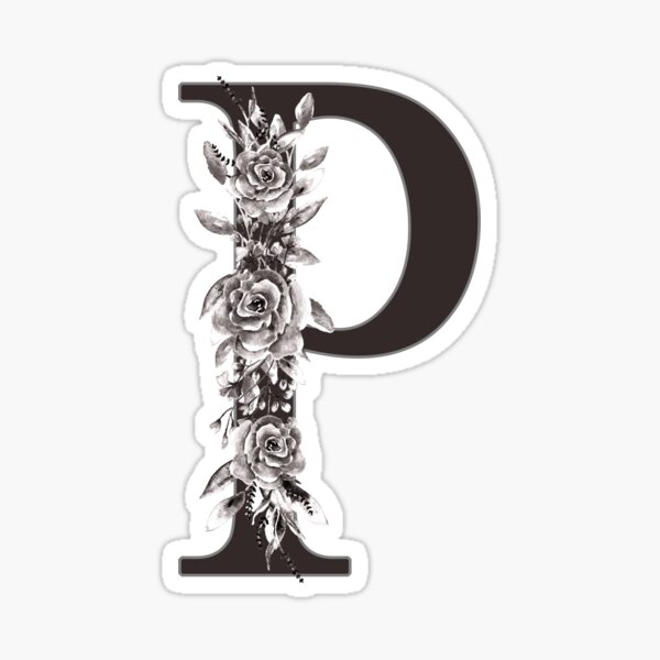 "P Botanical Monogram Black and White" Sticker for Sale by Pavnud ...