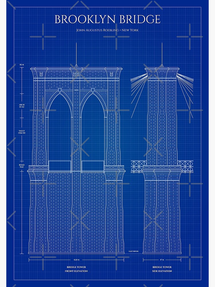 "Brooklyn Bridge (Blueprint)" Poster for Sale by BGALAXY | Redbubble