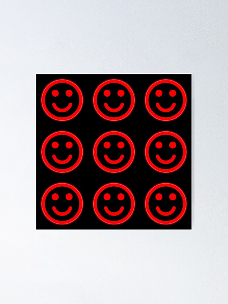 "Red black pattern, smiley face" Poster for Sale by bubbley2021 | Redbubble