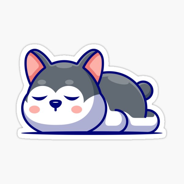 "Cute husky sleeping cartoon illustration" Sticker for Sale by ...