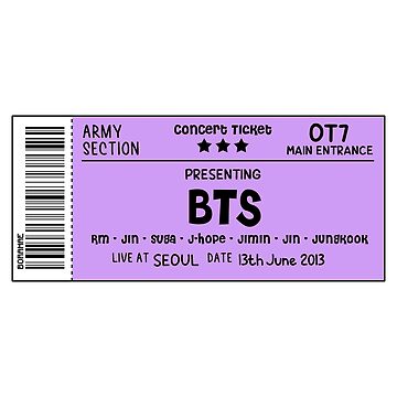 "BTS Purple Concert Ticket" Sticker for Sale by skeletonvenus | Redbubble