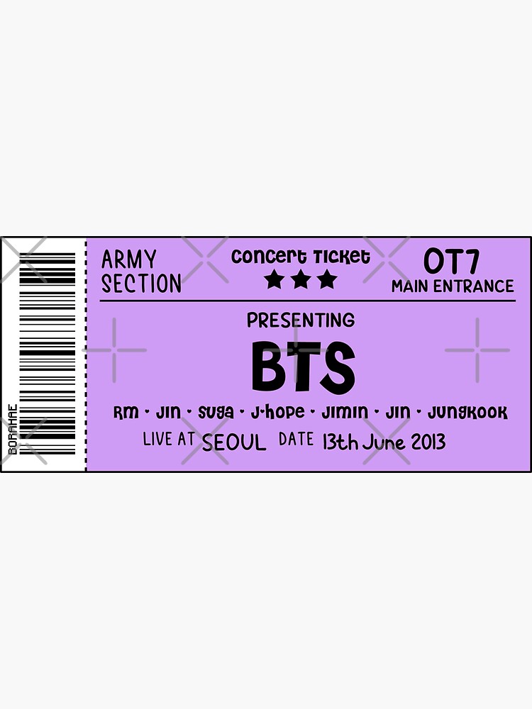 "BTS Purple Concert Ticket" Sticker for Sale by skeletonvenus | Redbubble