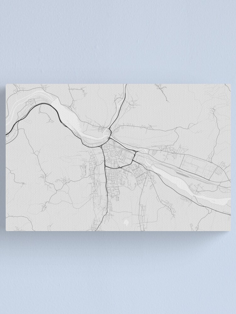 "Zilina, Slovakia Map. (Black on white)" Canvas Print by Graphical-Maps ...