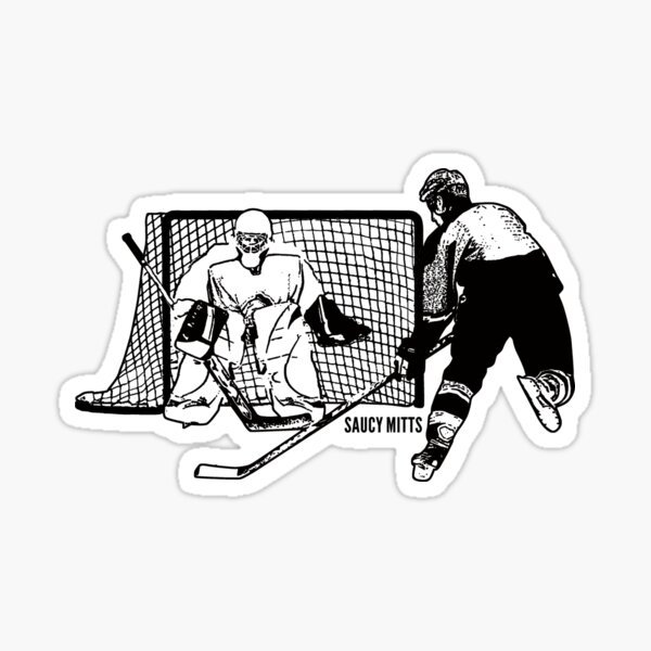 "Shot On Net Hockey Sketch - Male" Sticker for Sale by SaucyMitts ...