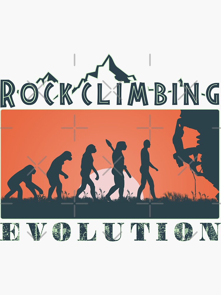 "Rock Climbing evolution Retro colour" Sticker for Sale by svkerfak ...