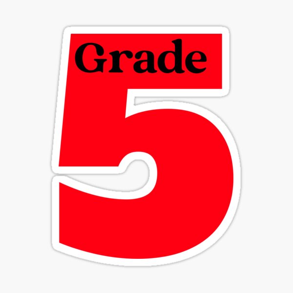 "5th Grade 5 in Red" Sticker by DesignsbByMAB | Redbubble