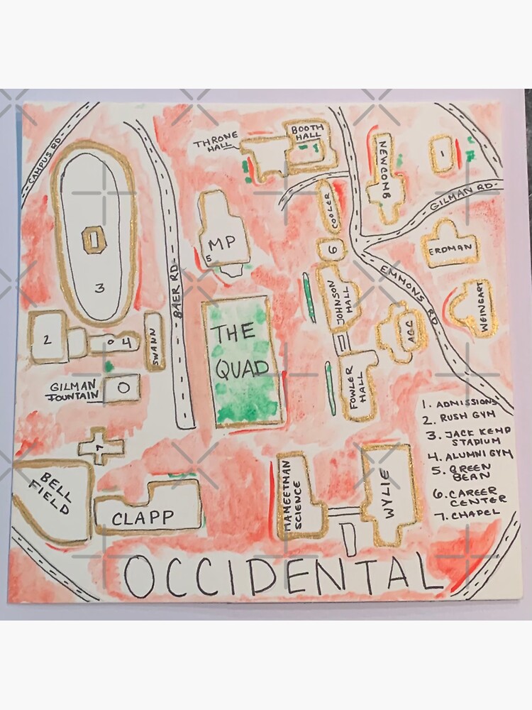 "Occidental College Map" Sticker for Sale by chloelindne | Redbubble
