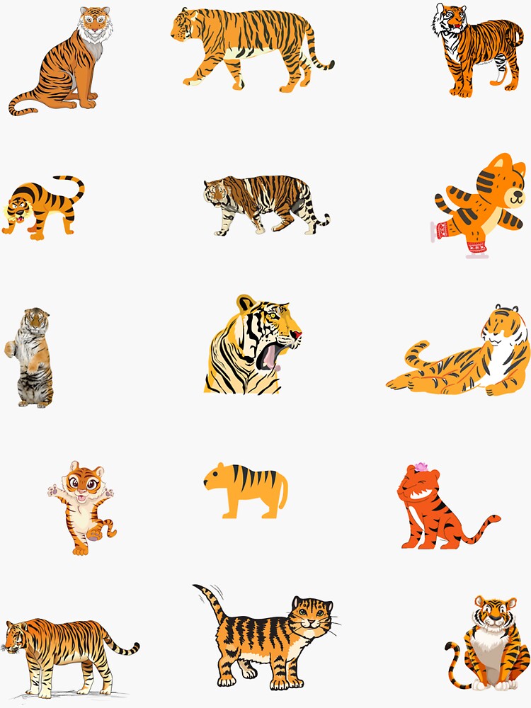 "Tiger sticker pack" Sticker for Sale by Cafecreative | Redbubble