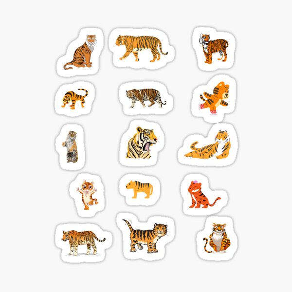 "Tiger sticker pack" Sticker for Sale by Cafecreative | Redbubble