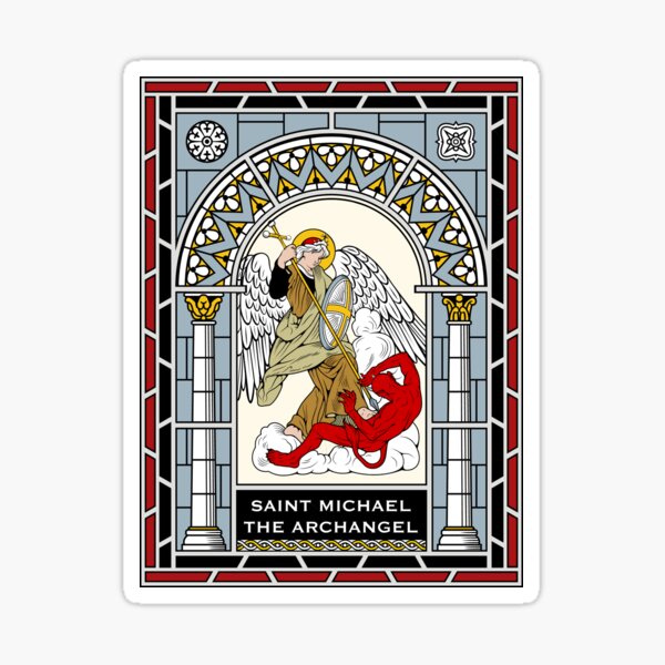 "ST MICHAEL THE ARCHANGEL under STAINED GLASS" Sticker for Sale by ...