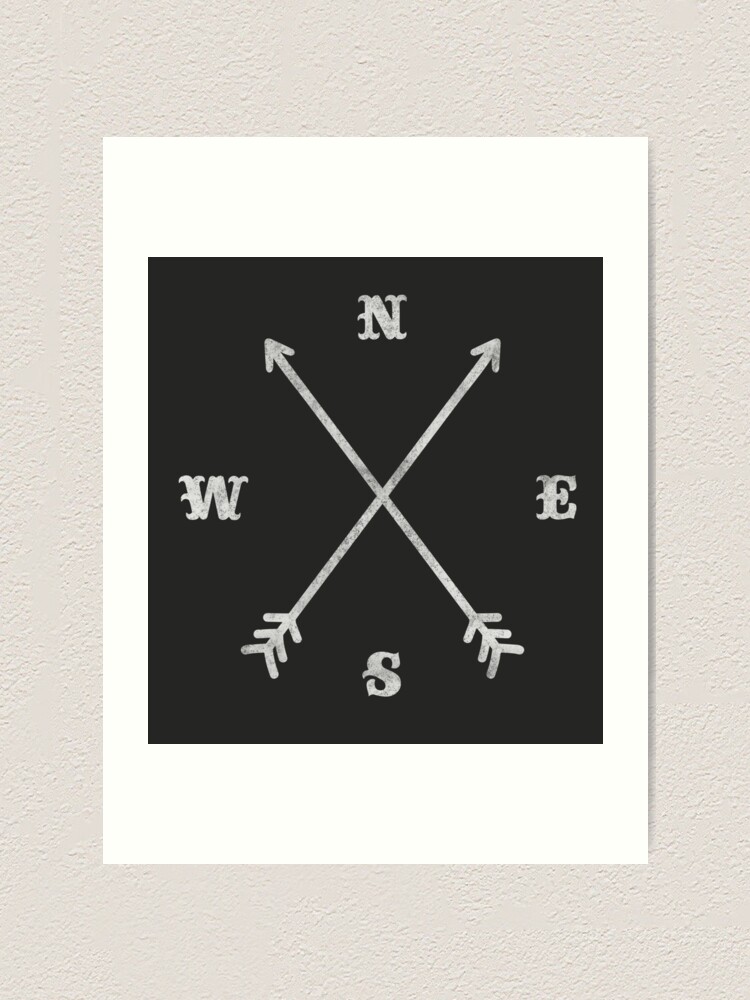 "Hipster Crossed Arrows - Compass (NSEW)" Art Print by badbugs | Redbubble
