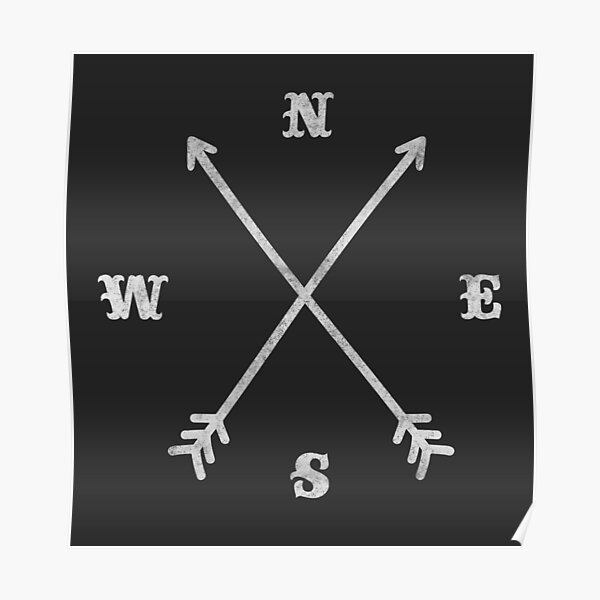 "Hipster Crossed Arrows - Compass (NSEW)" Poster by badbugs | Redbubble