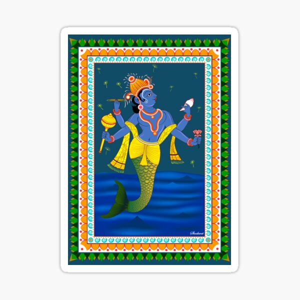 "Matsya Avatar, The first incarnation of Lord Vishnu" Sticker for Sale ...