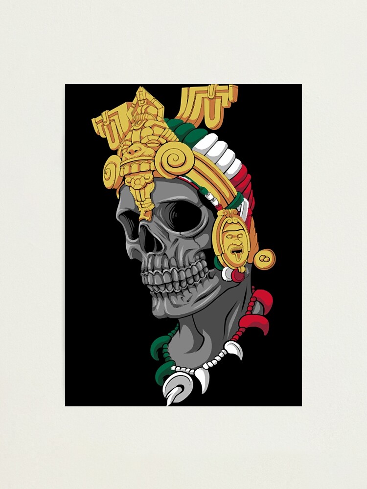 Lámina fotográfica «Calavera Azteca - Símbolo Mexicano - Hecho En ...