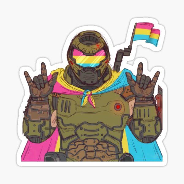 "Doom Slayer Pride (Pan)" Sticker for Sale by Bon-Twister | Redbubble