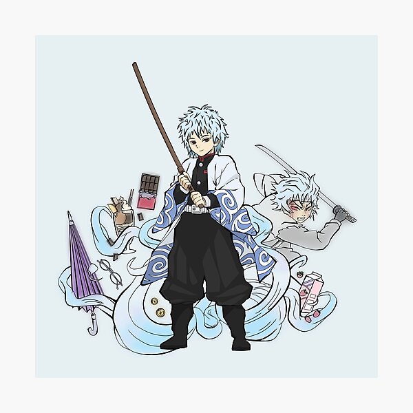 Lámina fotográfica «sakata gintoki al estilo de demon slayer | en azul ...